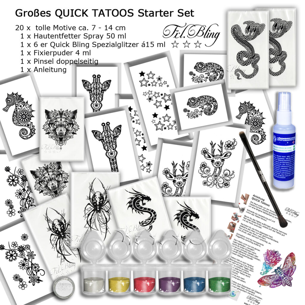 Großes Quick Tattoo Starter SET EXKLUSIVE - Frl. Bling Tattoo