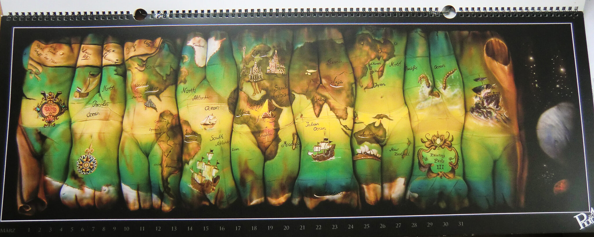 BODYPAINTING Kalender, immerwährend / LIMITIERT / Panoramaformat